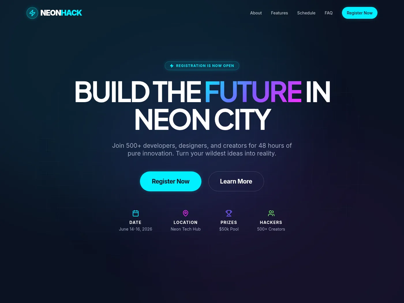 NeonHack Landing
