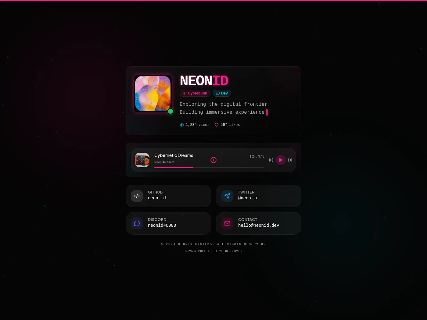 NeonID Profile Site