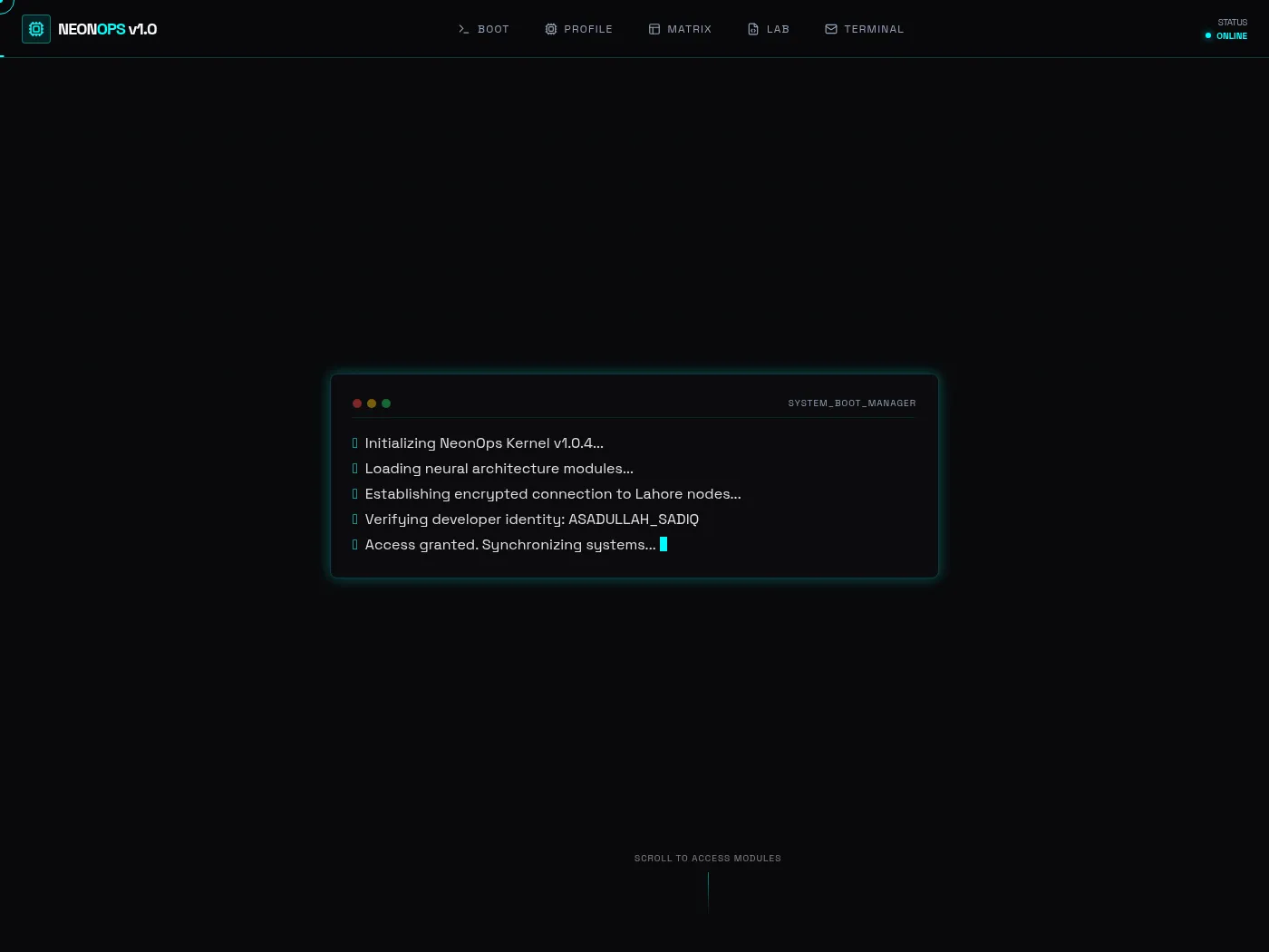 NeonOps Portfolio Interface