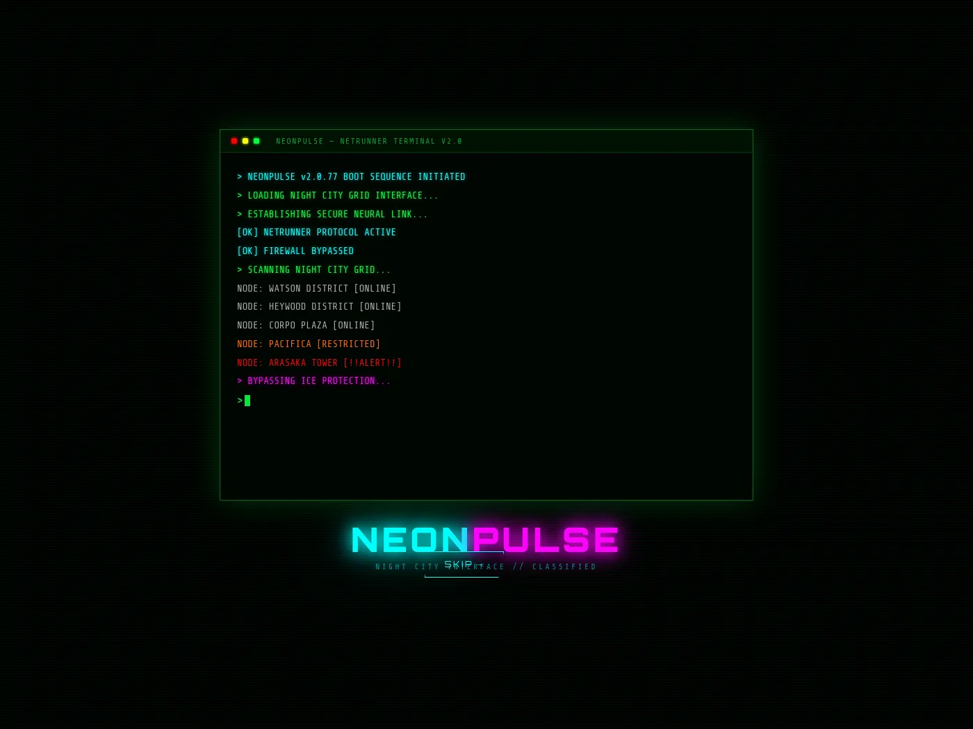 NeonPulse Cyberpunk Website
