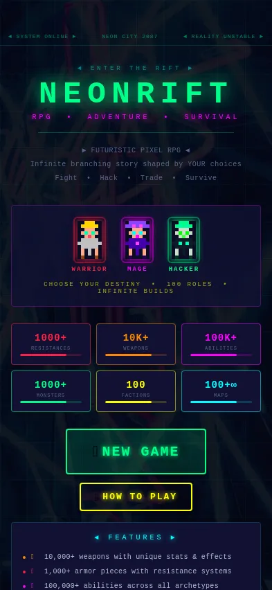 NeonRift RPG Adventure