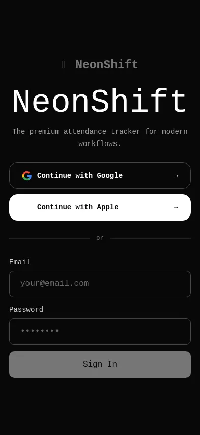 NeonShift Attendance Tracker
