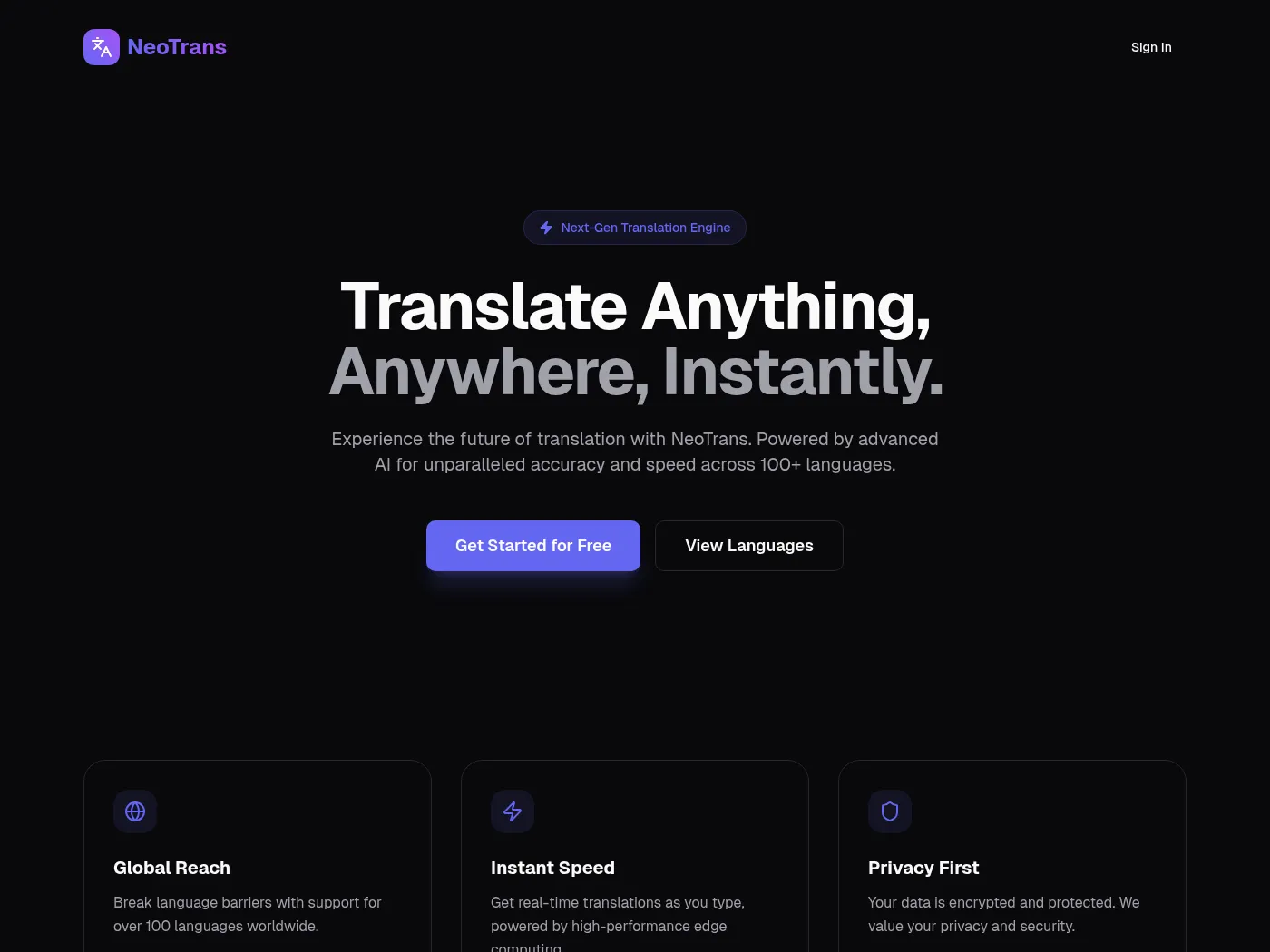 NeoTrans Translate App