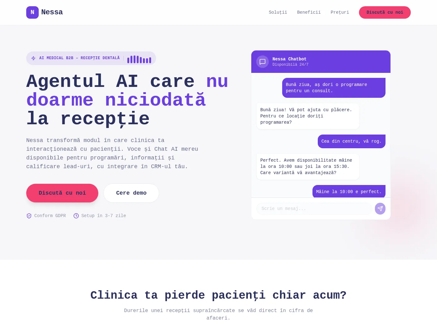Nessa Dental AI Landing