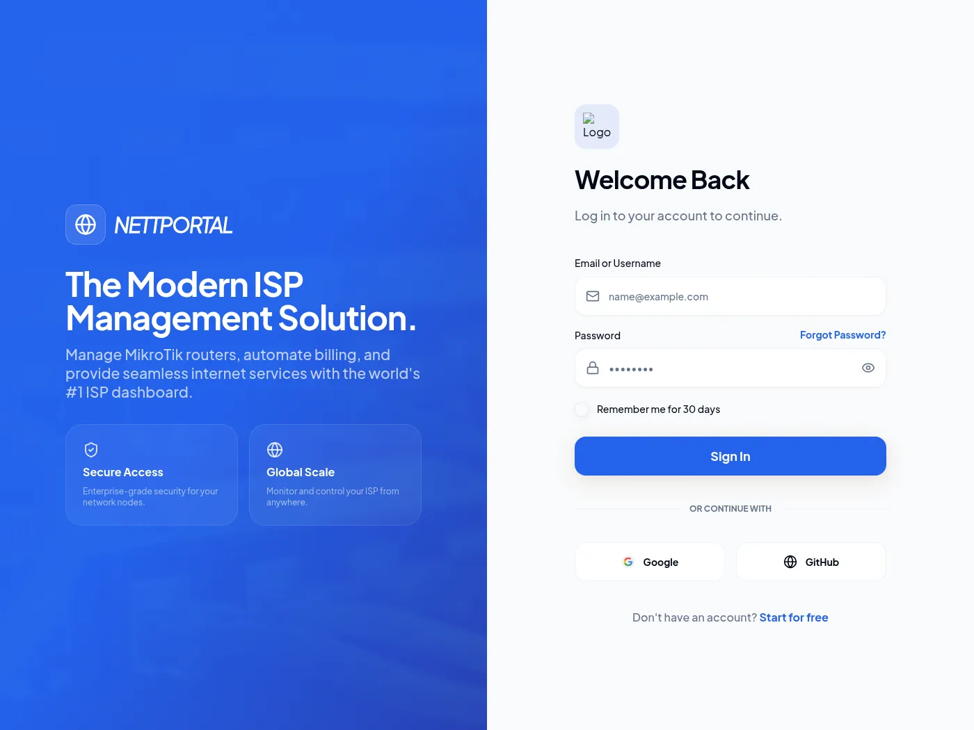 NettPortal Dashboard Clone