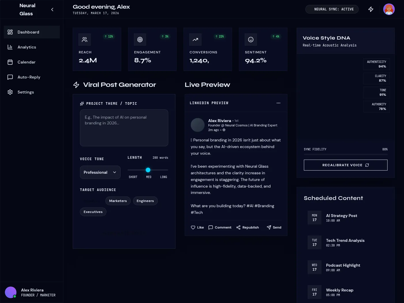 Neural Glass Cosmos Dashboard
