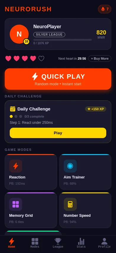 NeuroRush: Brain Skill Arena
