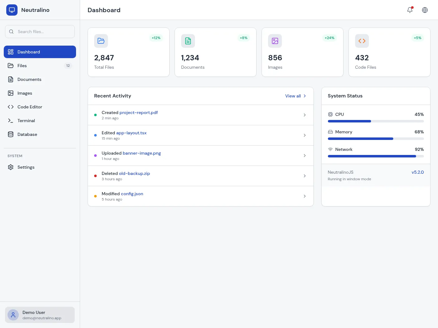 NeutralinoJS Desktop App
