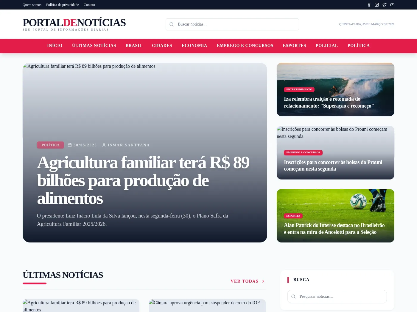Notícias Portal Clone