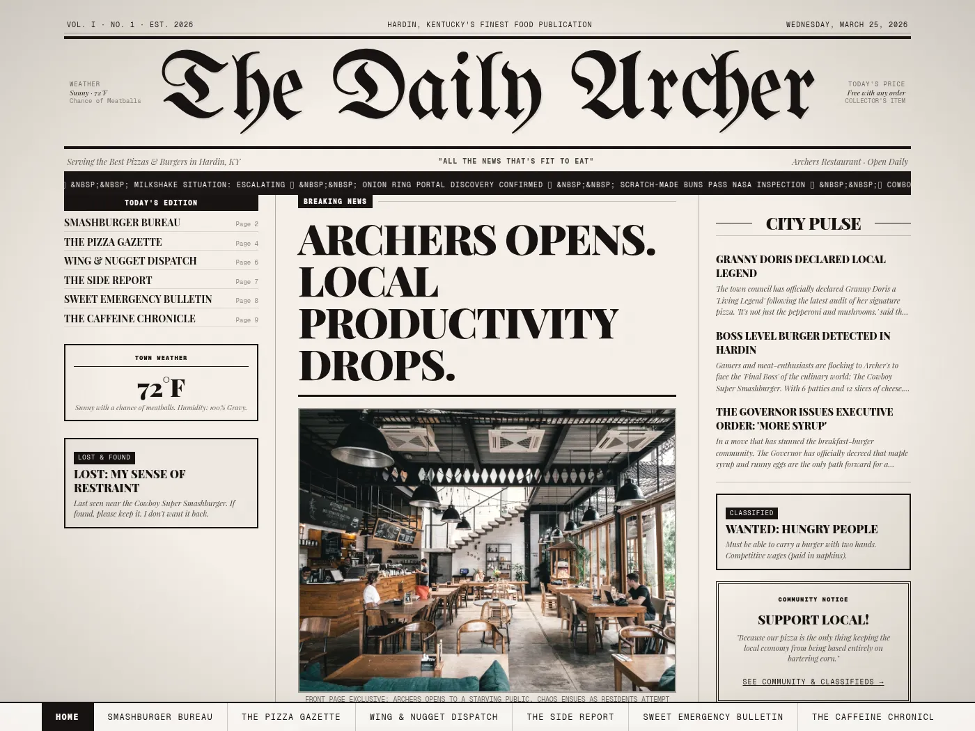 Newspaper Menu Pages