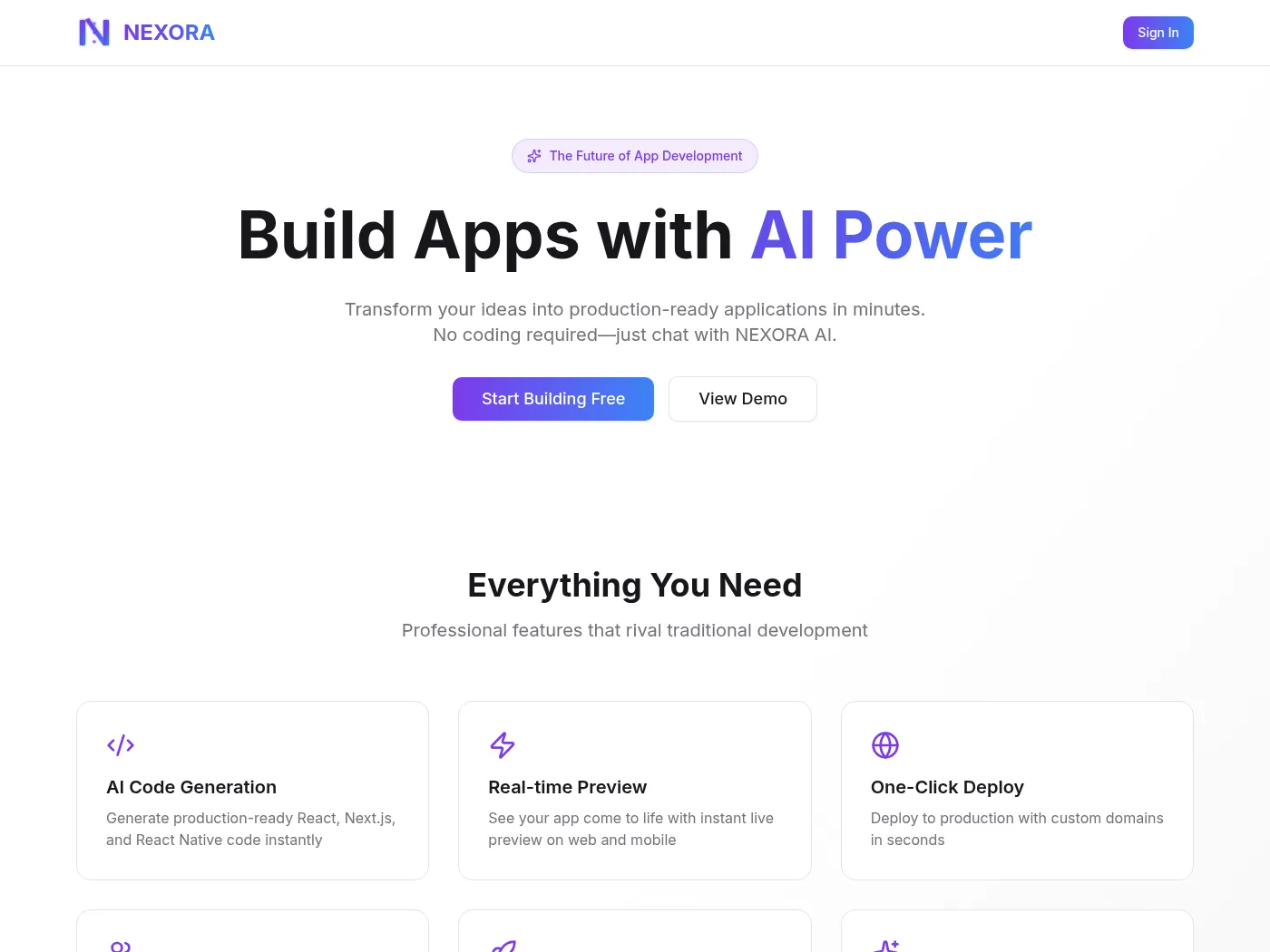 NEXORA AI App Builder