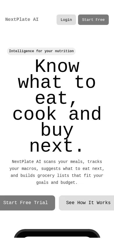 NextPlate AI Nutrition App