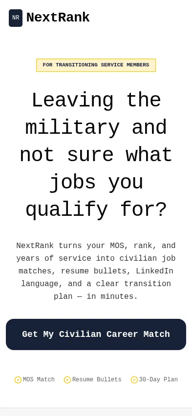 NextRank Career Transition App