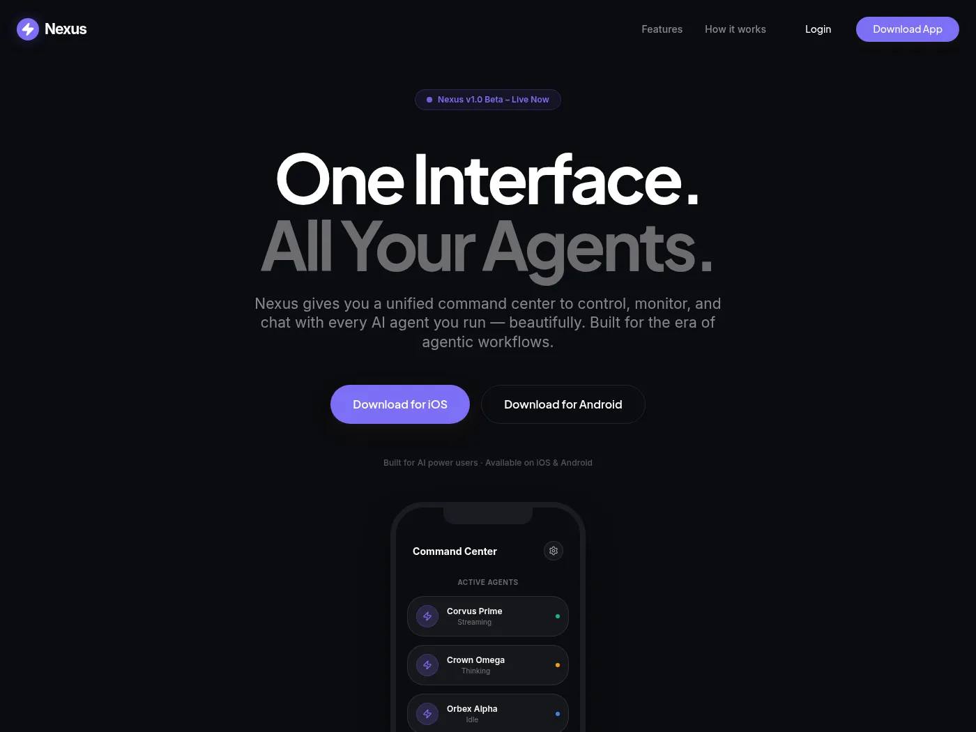 Nexus App Landing Page