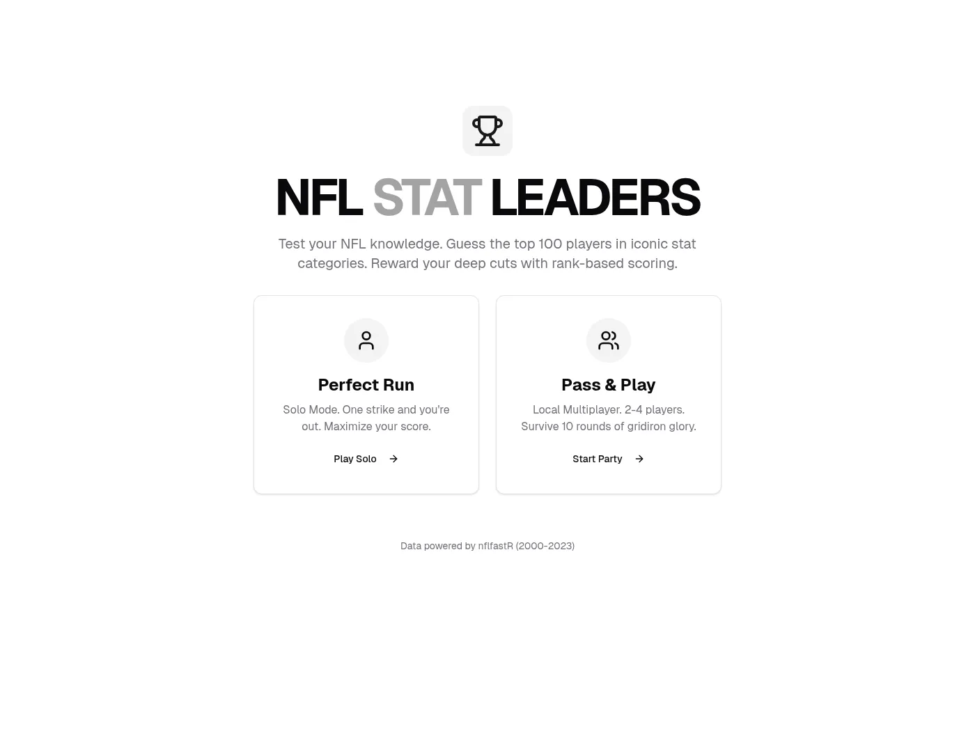 NFL Stat Leader Game