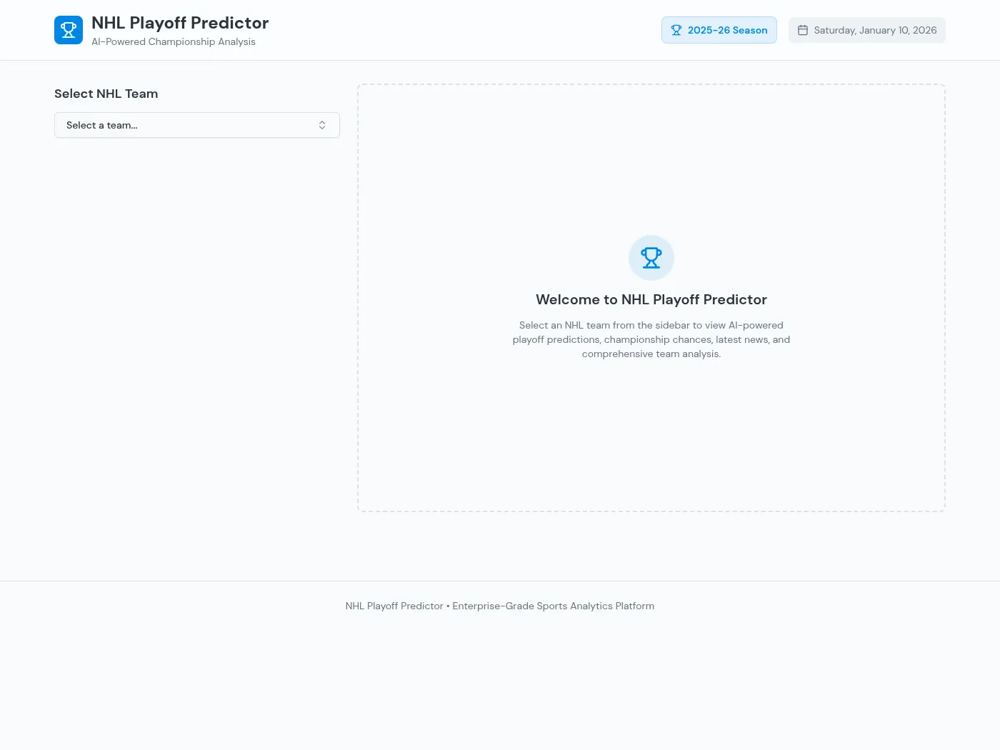 NHL Playoff Predictor & Sports Tracker Web App