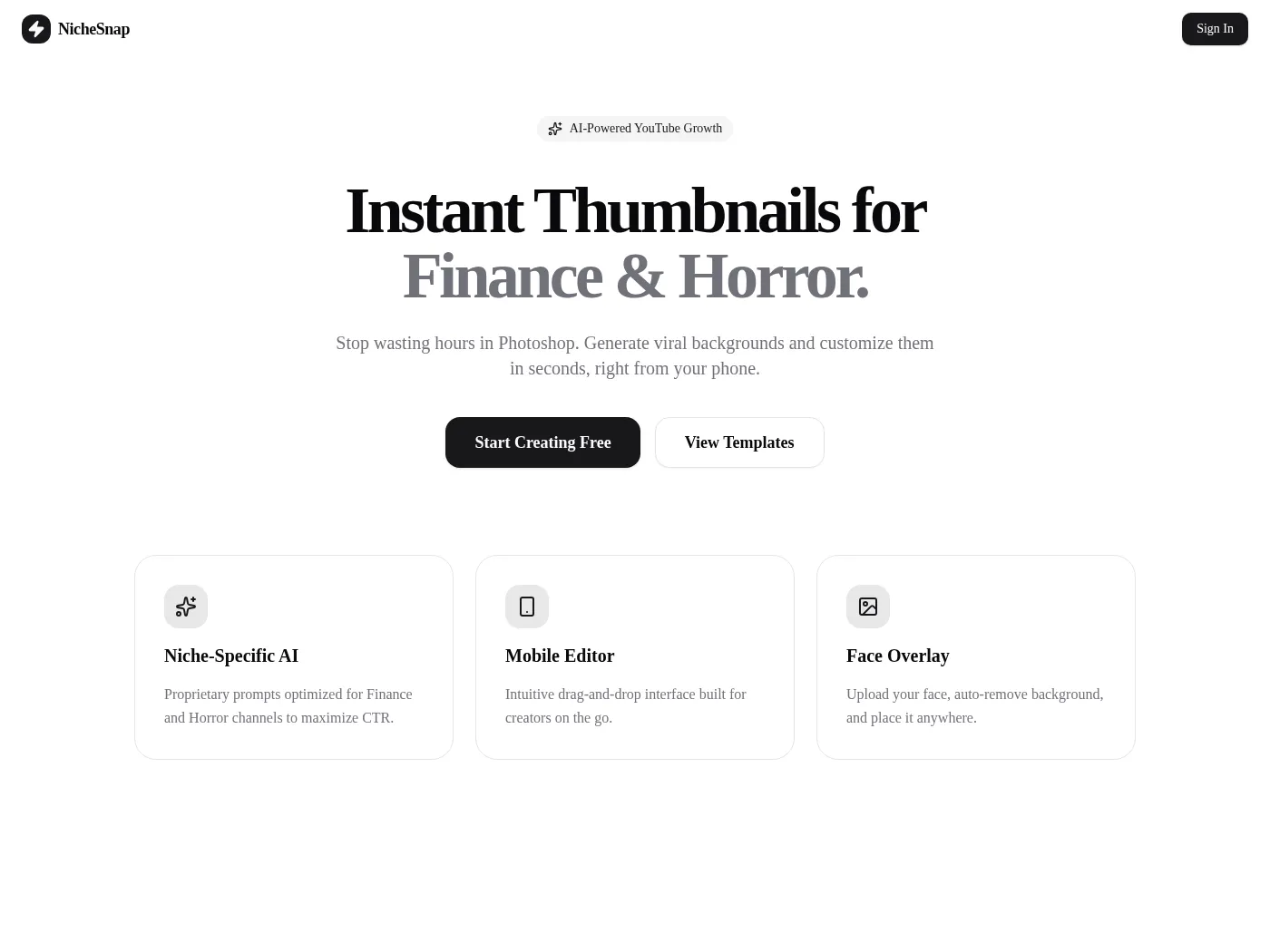 NicheSnap AI Thumbnails