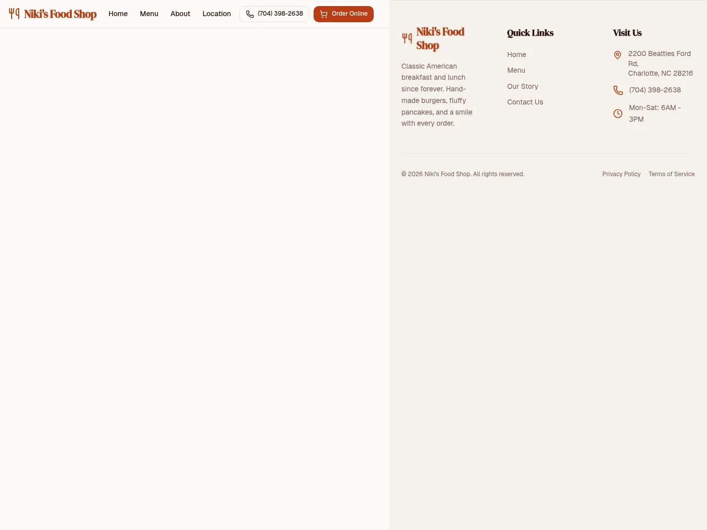 Niki's Food Shop Website