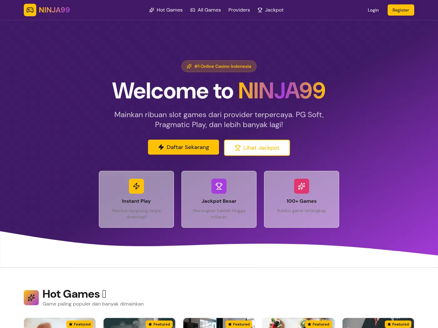 NINJA99 Slot Games Hub
