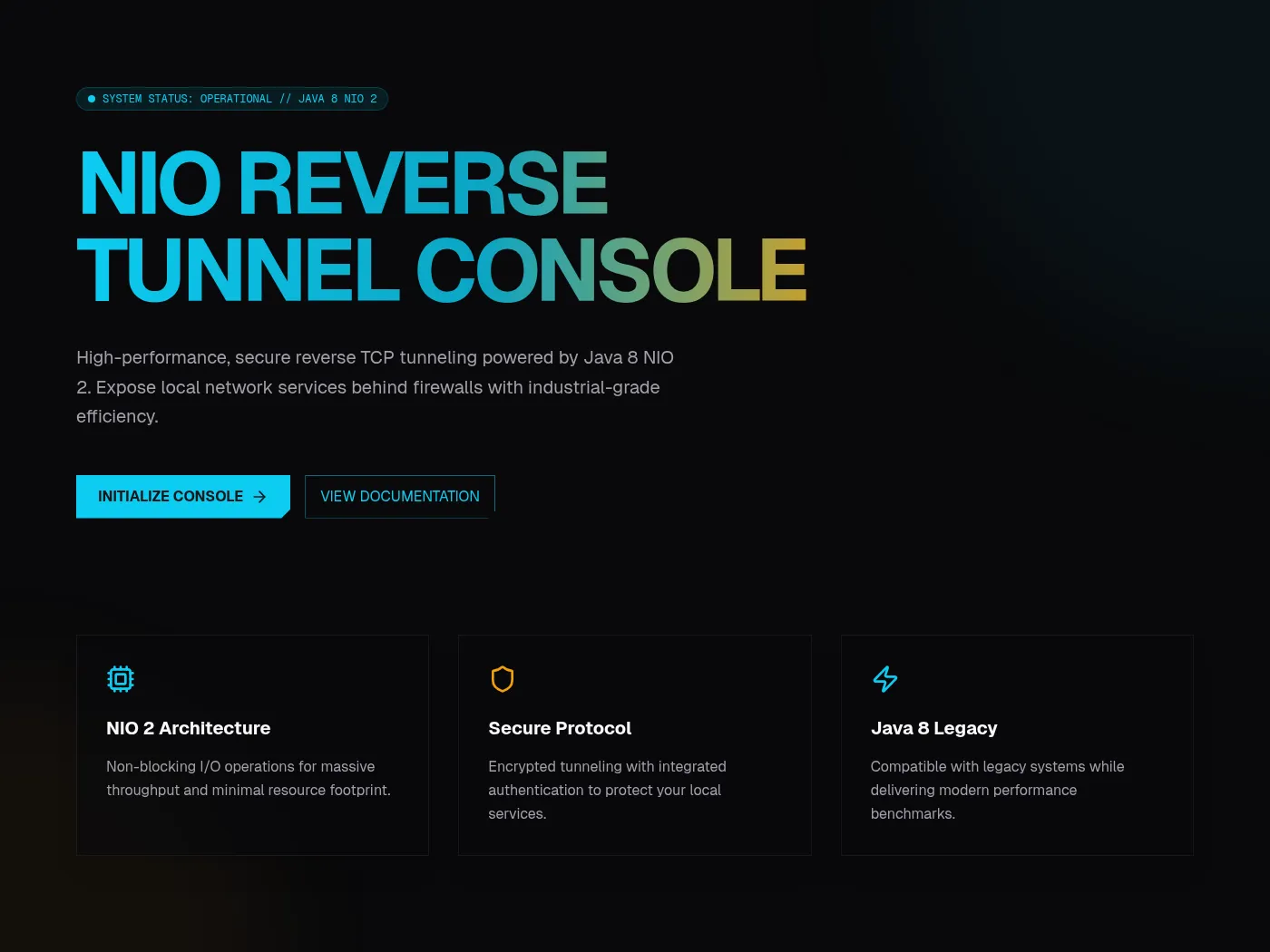 NIO Reverse Tunnel Console