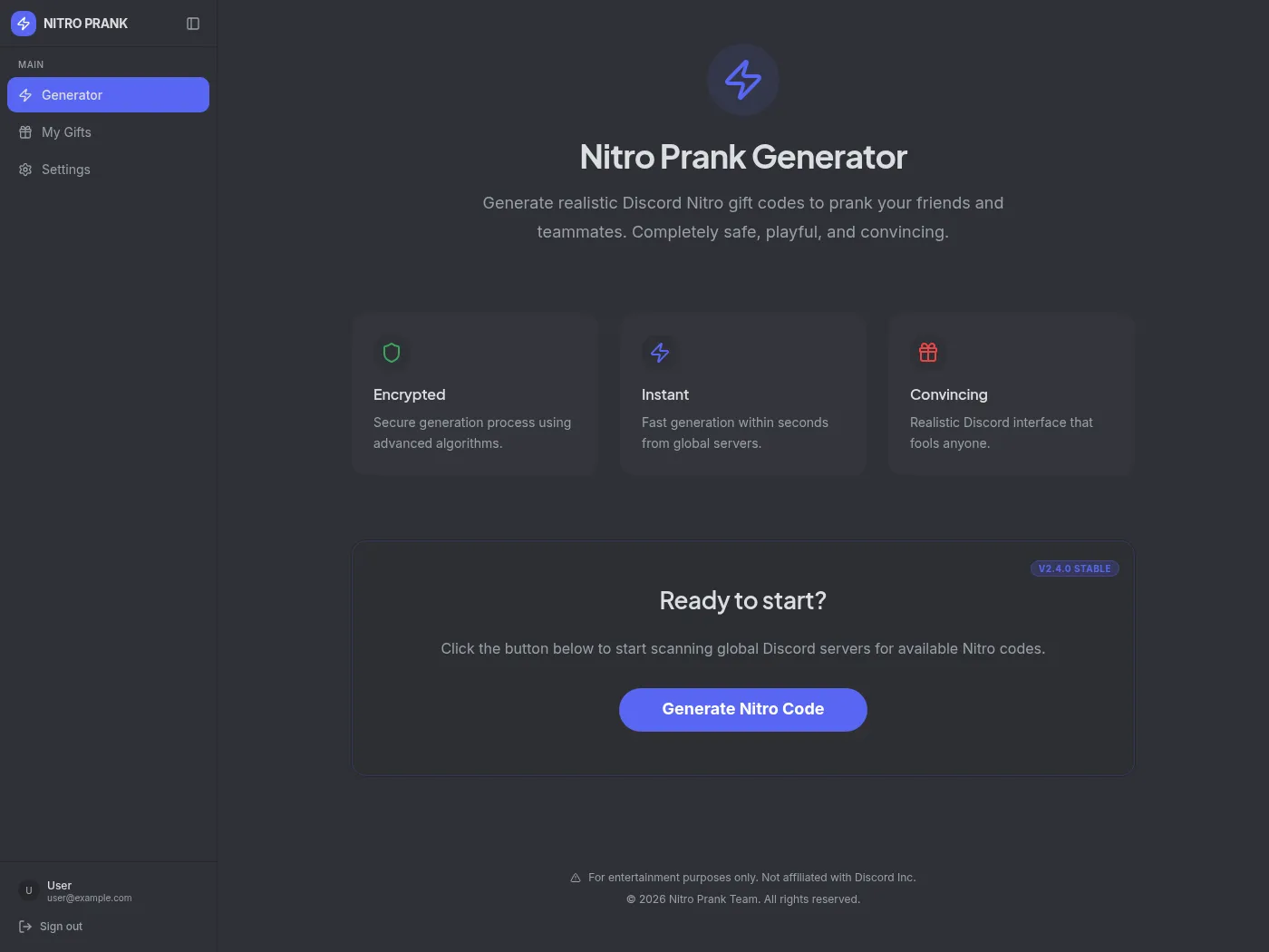 Nitro Prank Generator