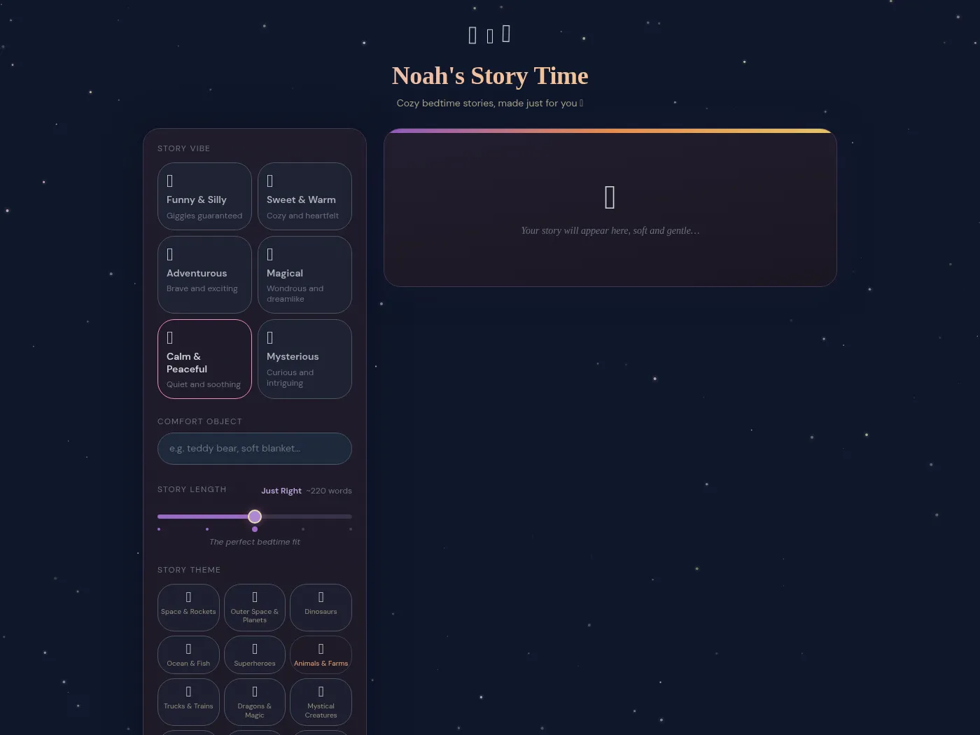 Noah's Bedtime Story Maker