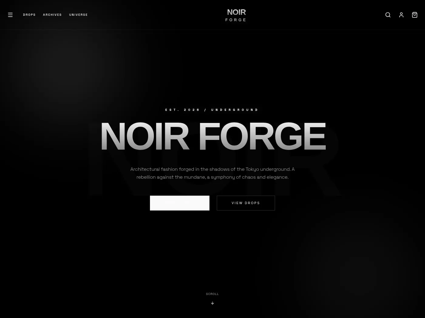 NoirForge E-Commerce Universe