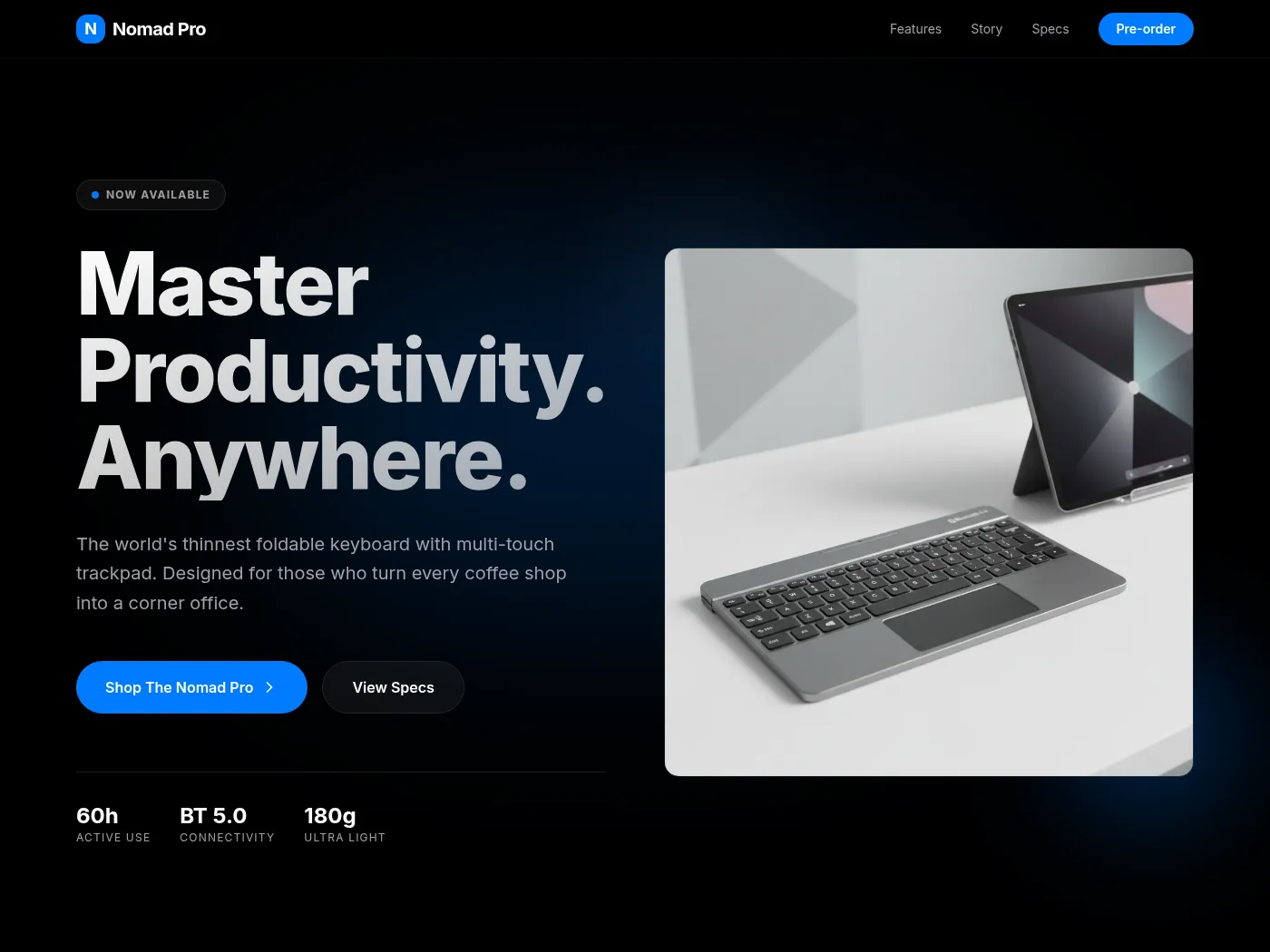 Nomad Pro Landing Page