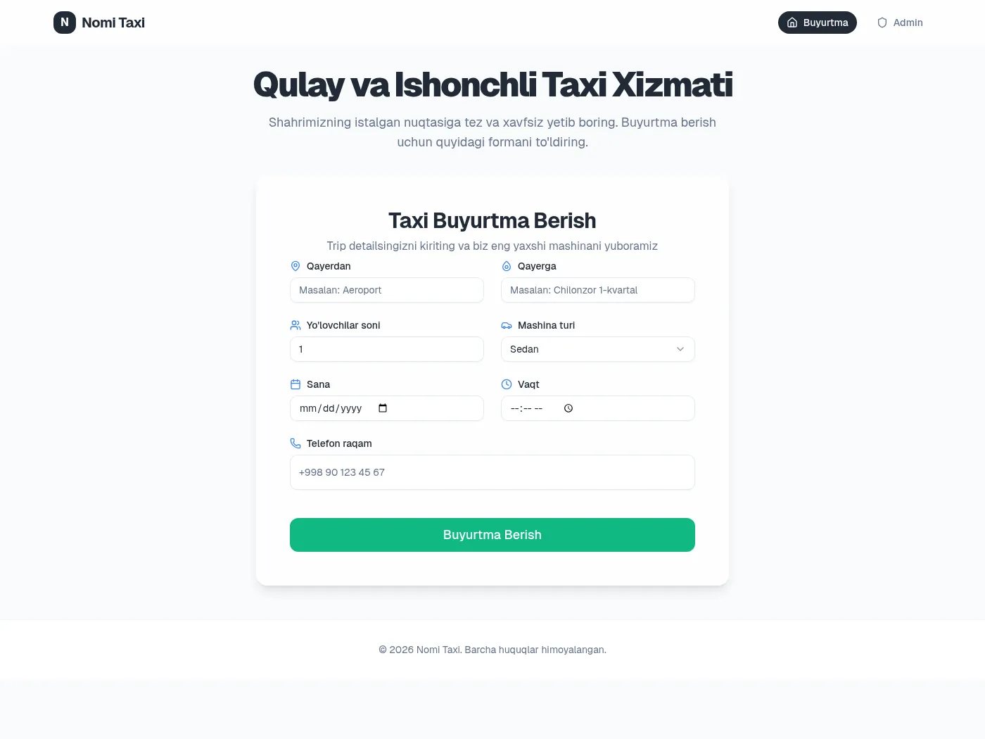 Nomi Taxi Dashboard