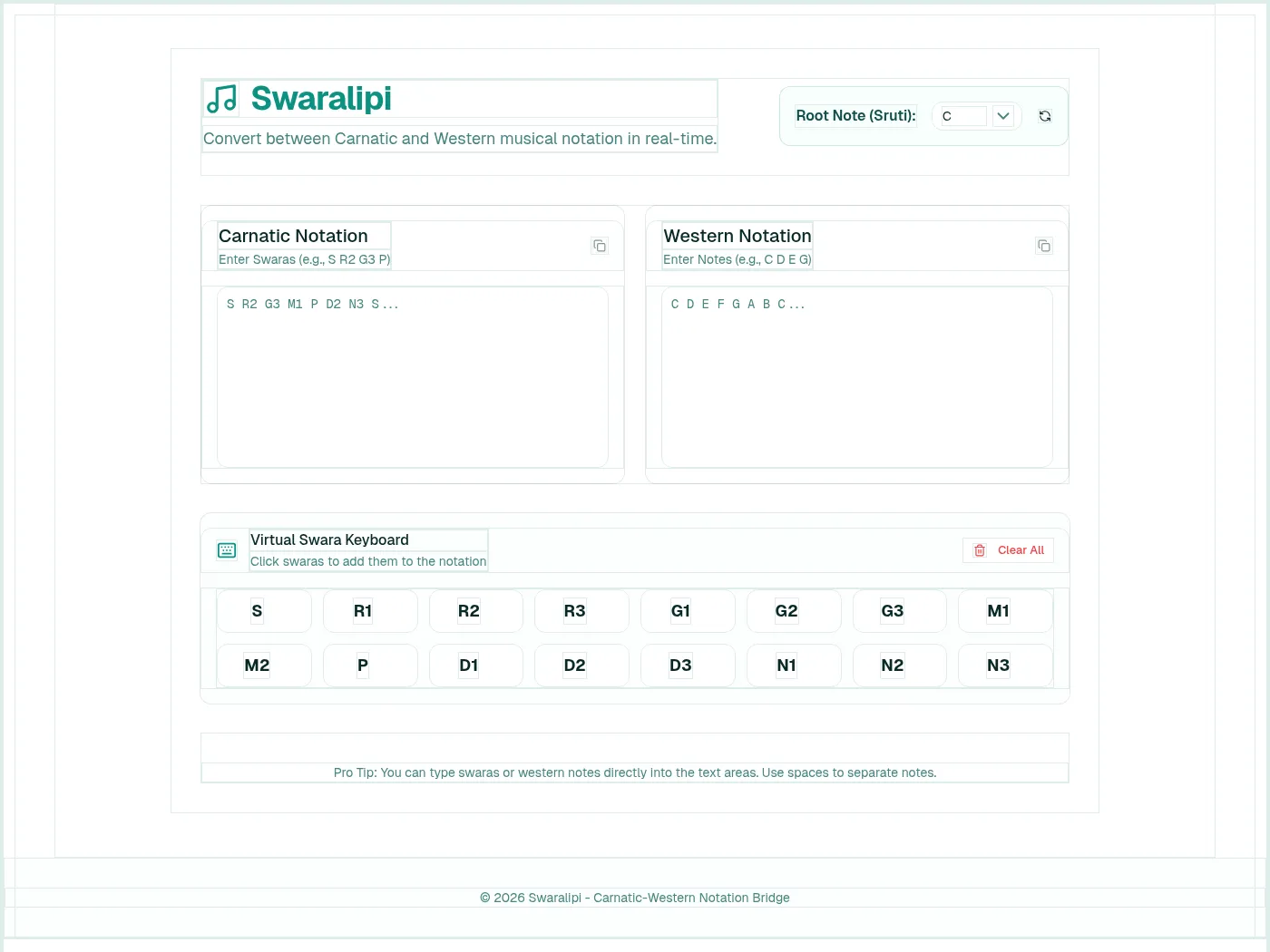 Carnatic-Western Notation Converter