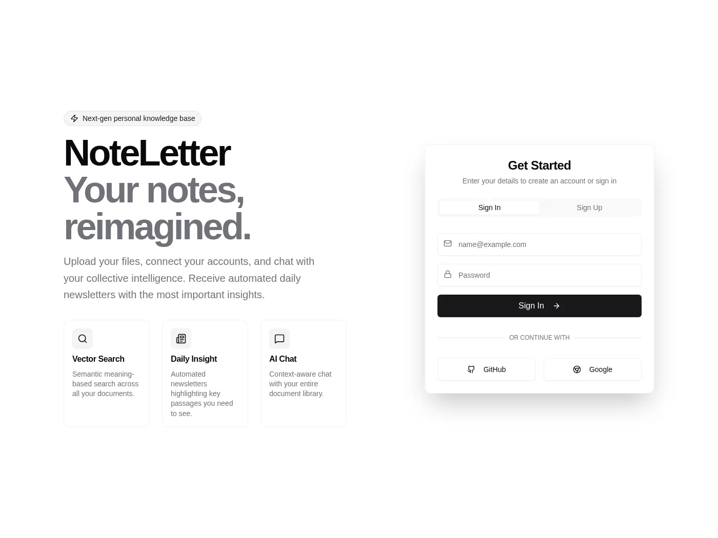NoteLetter AI Dashboard