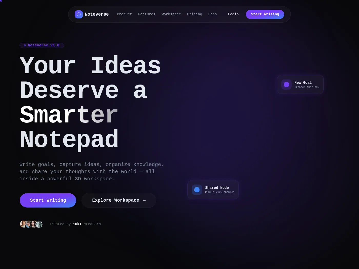Noteverse SaaS Landing