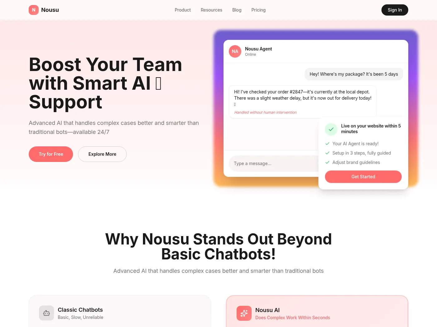 Nousu Landing Page