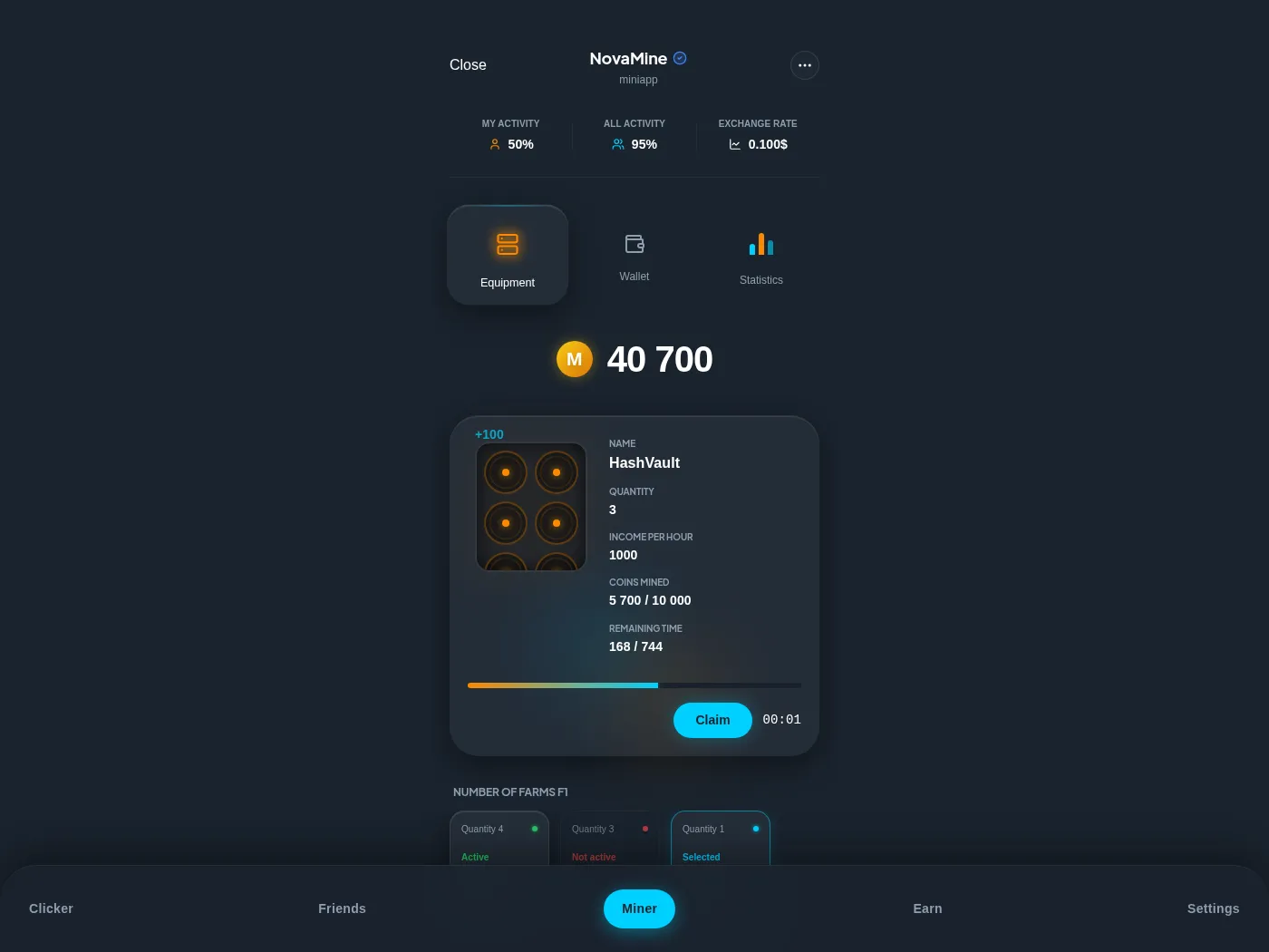 NovaMine Telegram Mini App