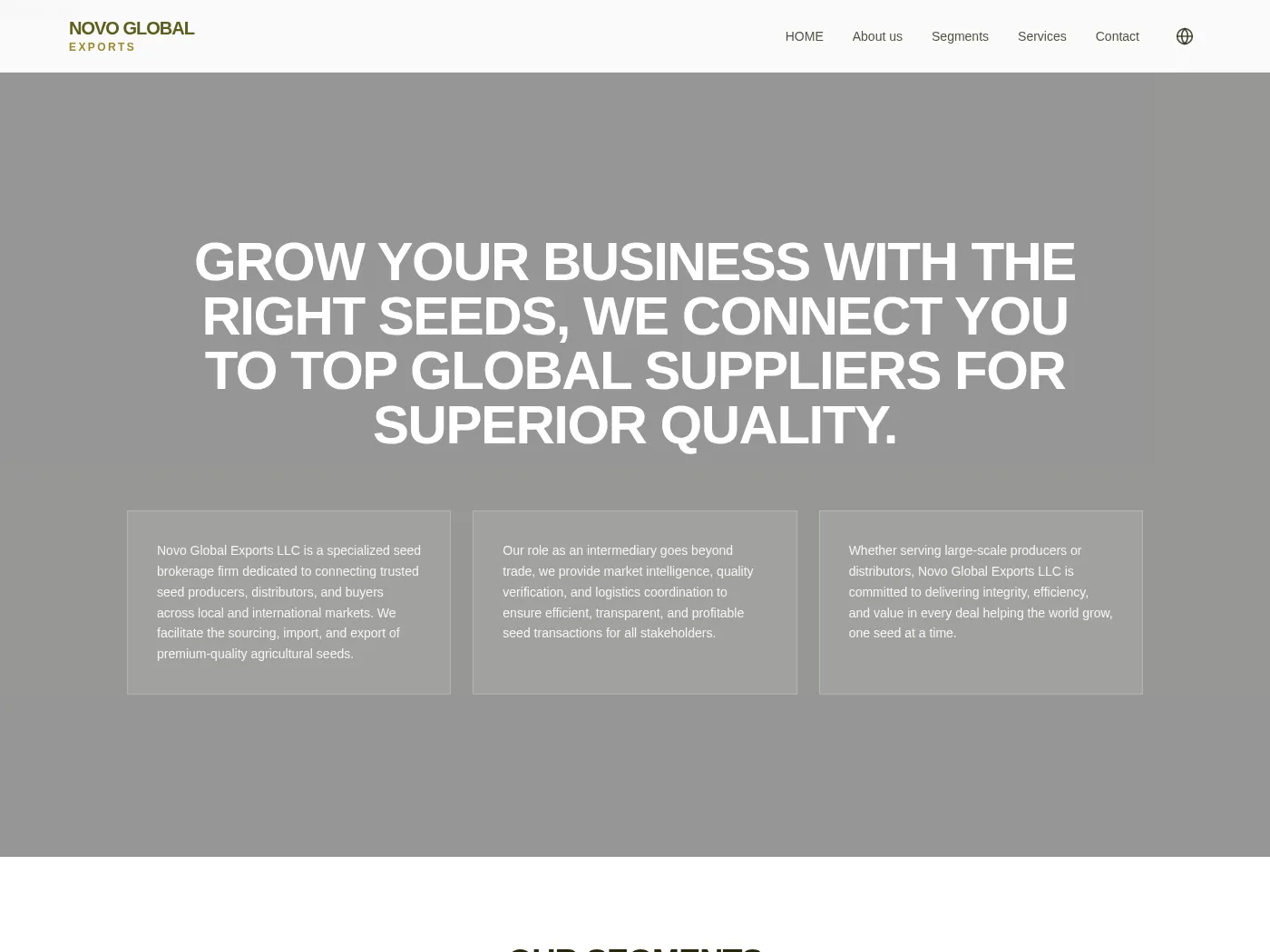 Novo Global Exports Site