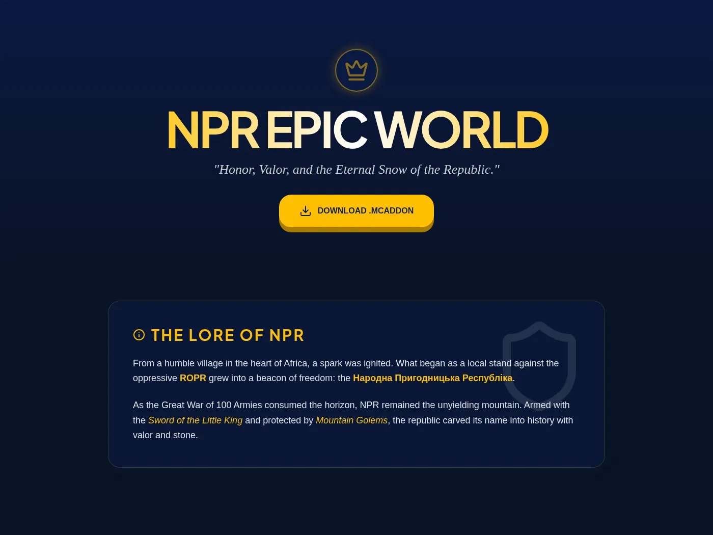 NPR Epic World Add-on