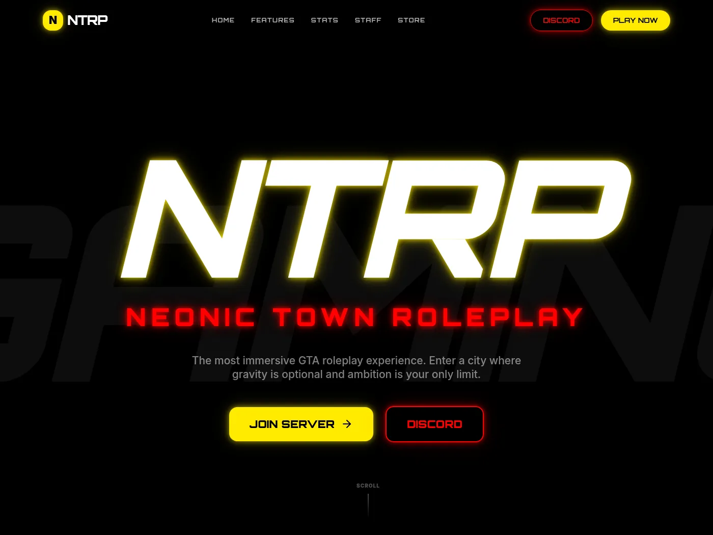 NTRP Neon Gaming Website