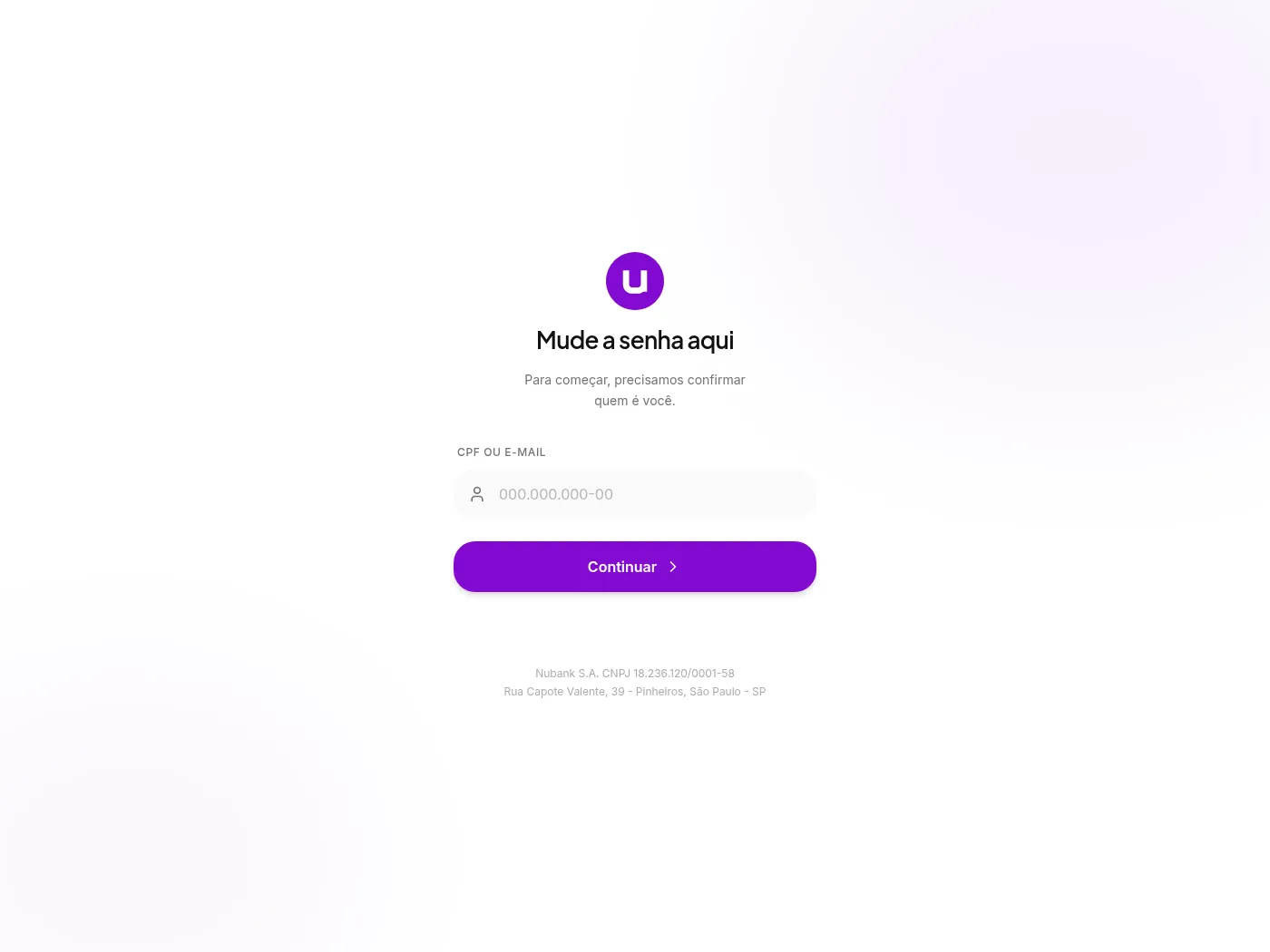 Nubank Password Reset Clone