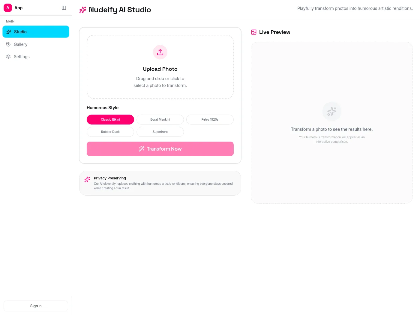 Nudeify AI Studio