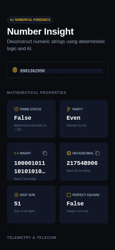 Number Insight Tool