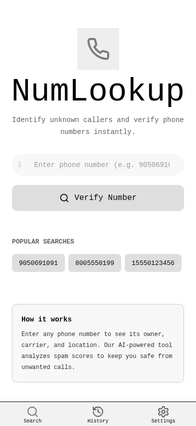 Number Lookup Portal