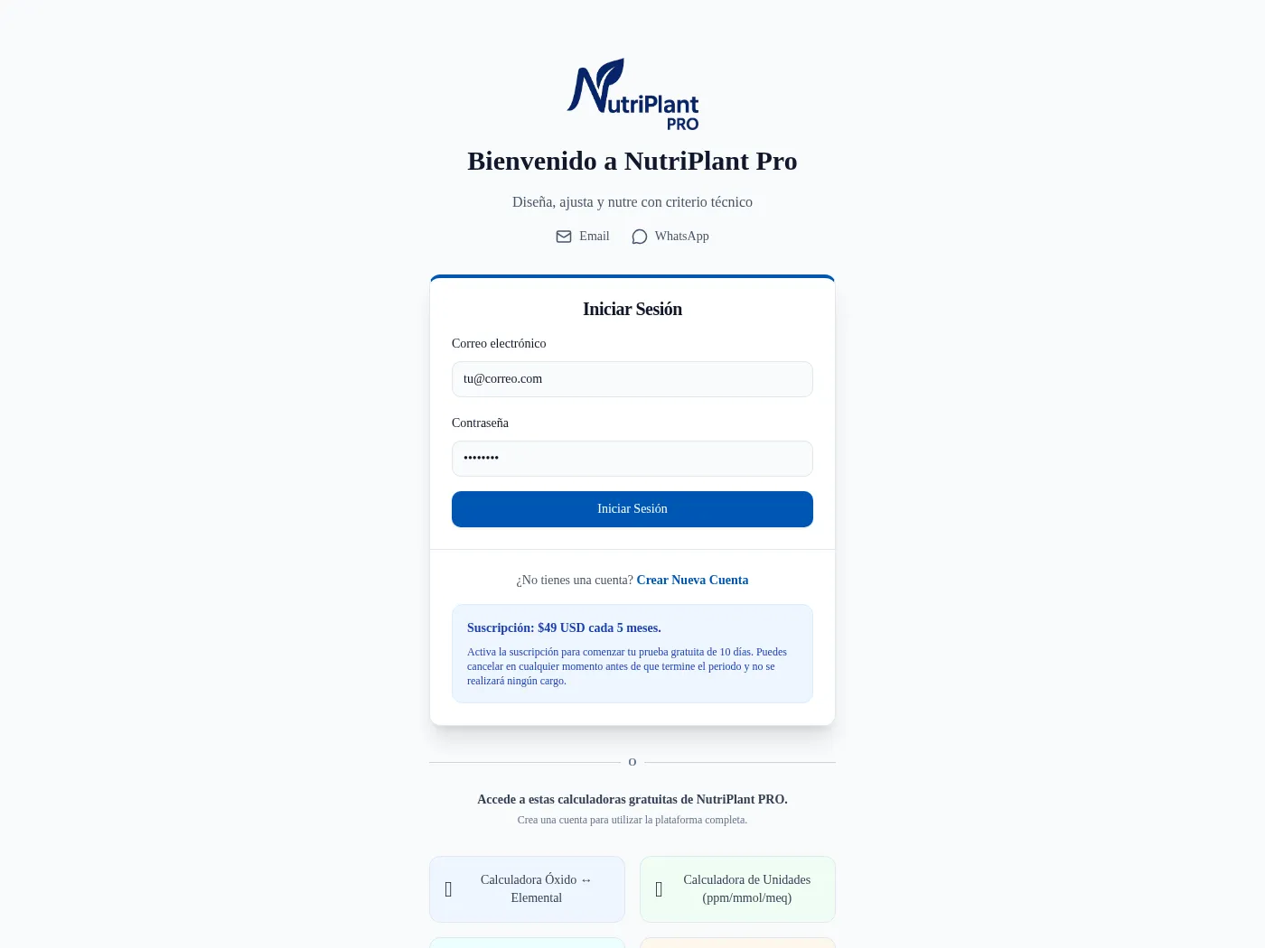 NutriPlant Pro Portal