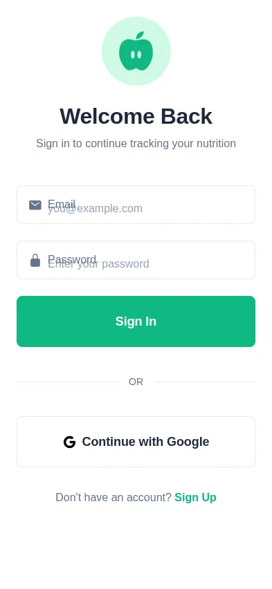 NutriTrack Mobile App