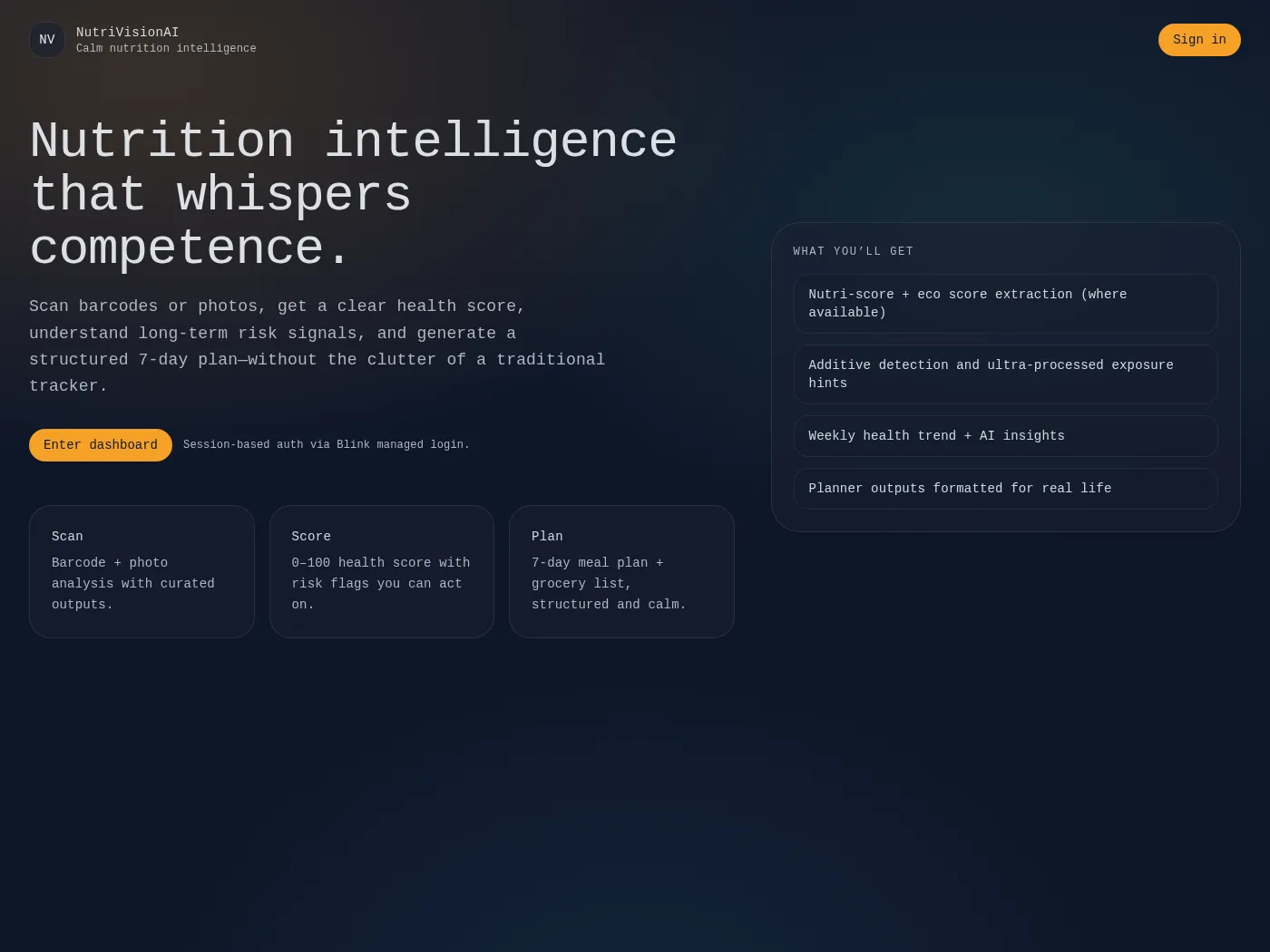 NutriVisionAI Platform
