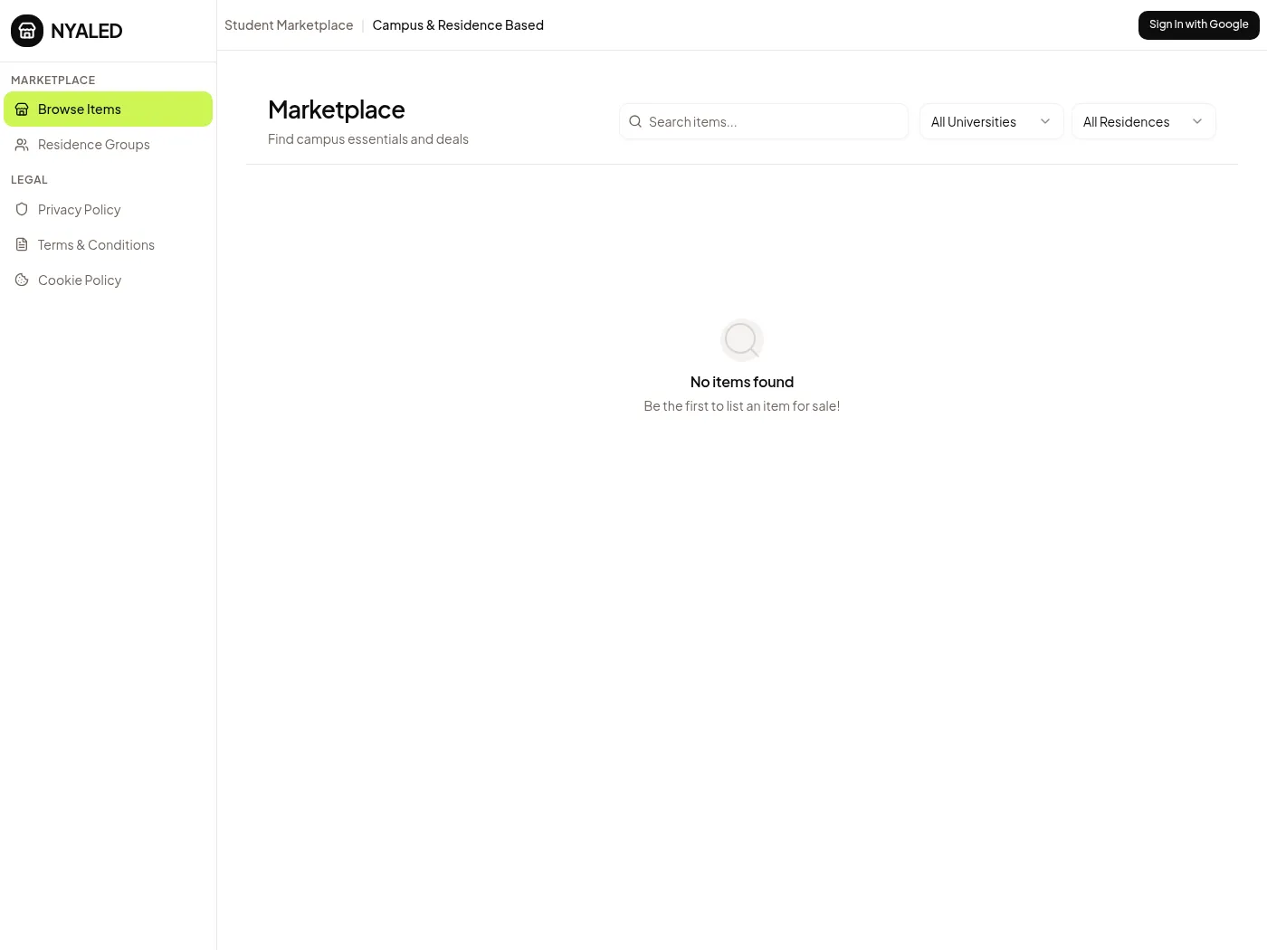 NYALED Student Marketplace