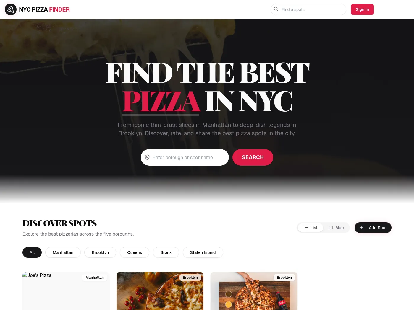 NYC Pizza Finder