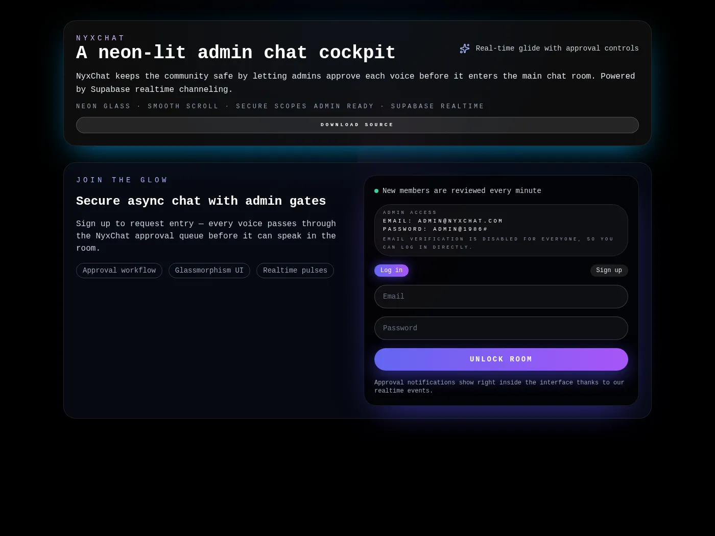 NyxChat Admin Group Chat