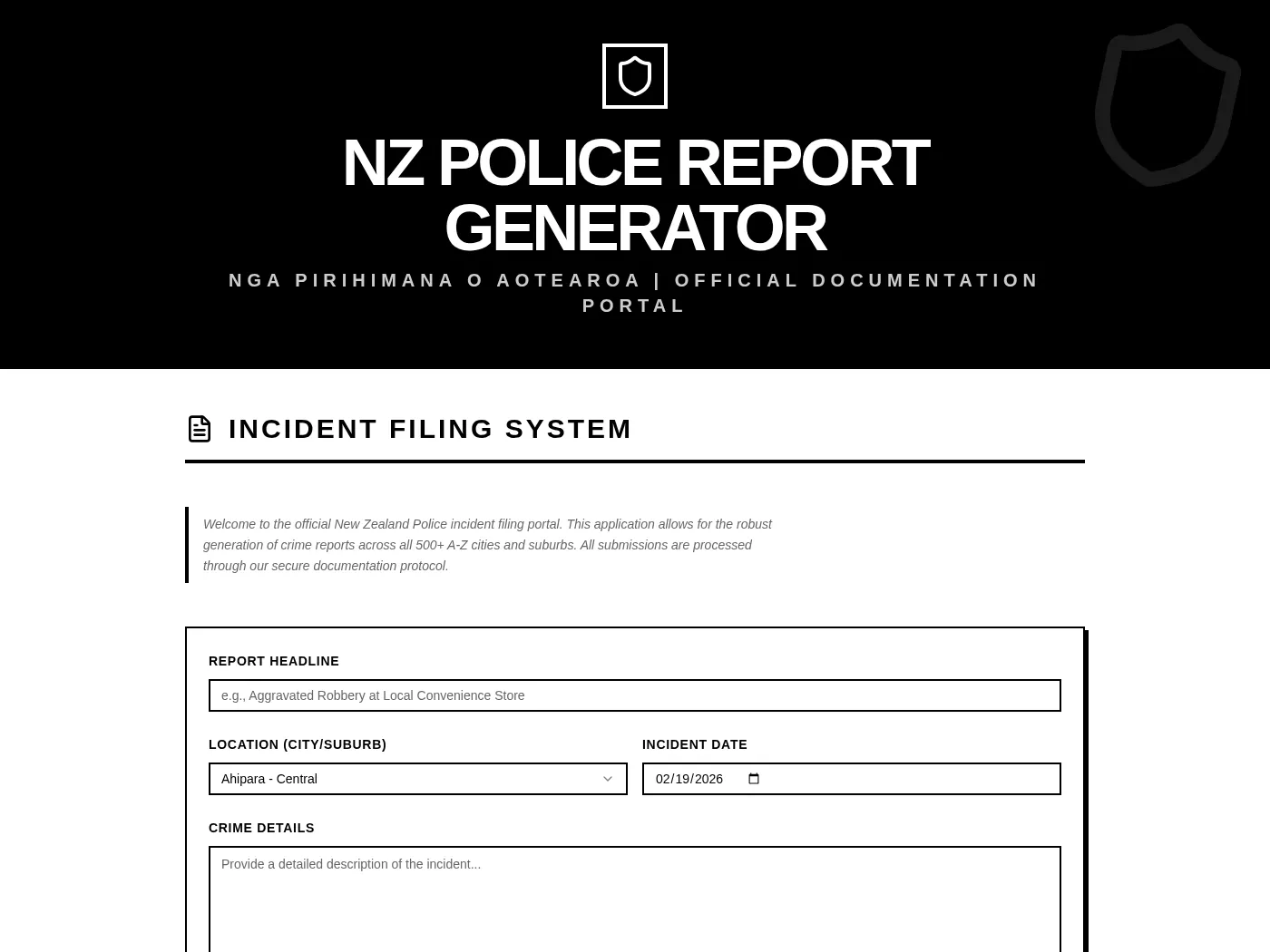 NZ Police Report Generator