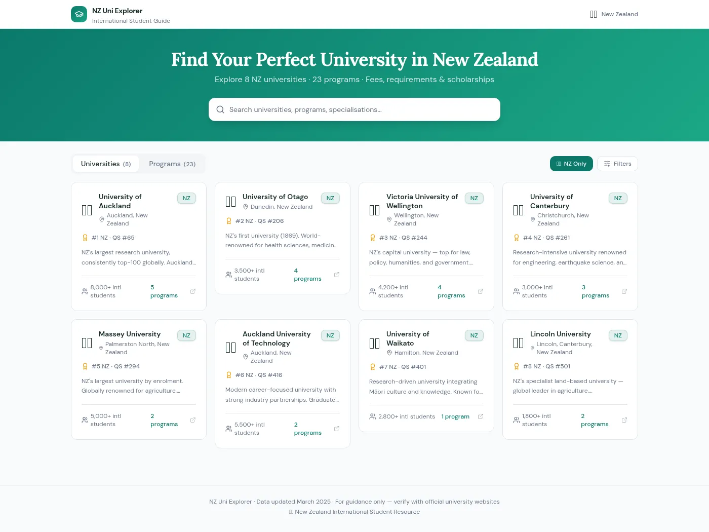NZ Uni Explorer