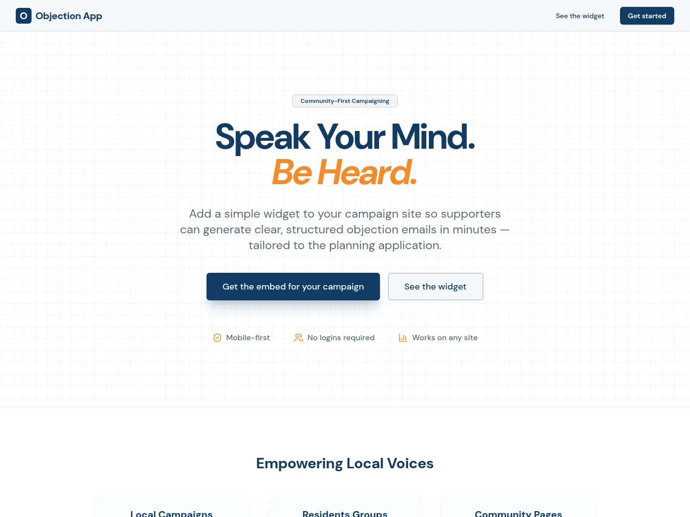 Objection App Landing